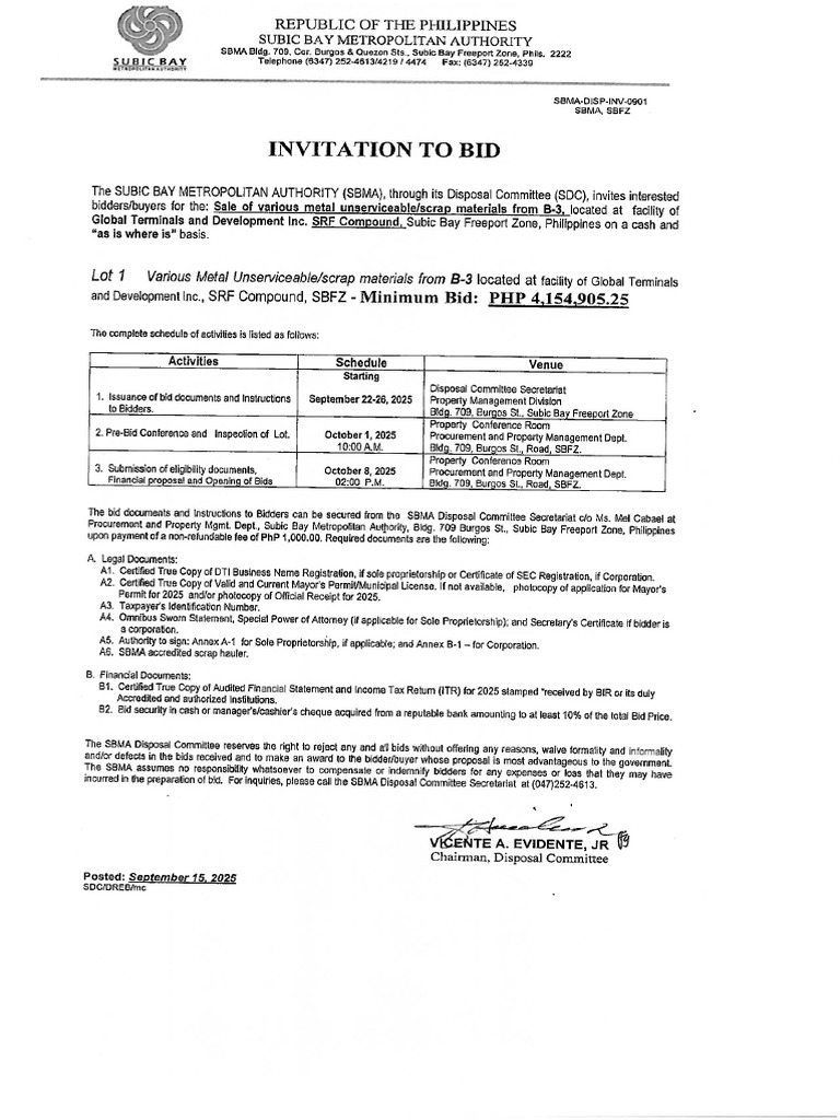 Invitation To Bid 250915 094002 | PDF