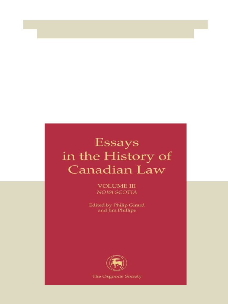 Essays in the History of Canadian Law Nova Scotia 1st Edition Philip ...