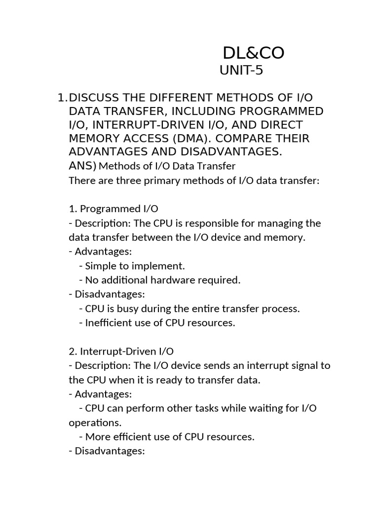 DL&CO UNIT-5 | PDF | Input/Output | Central Processing Unit
