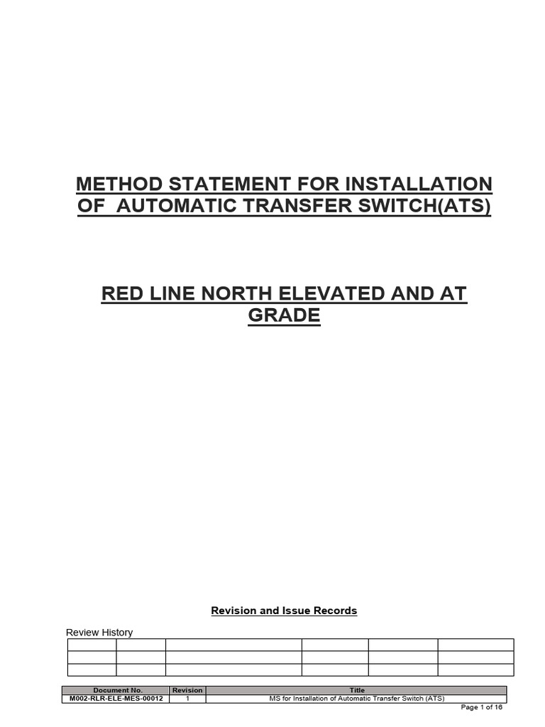 Ats Panel Installation Method Statement PDF | PDF | Electrical Connector | Quality Assurance
