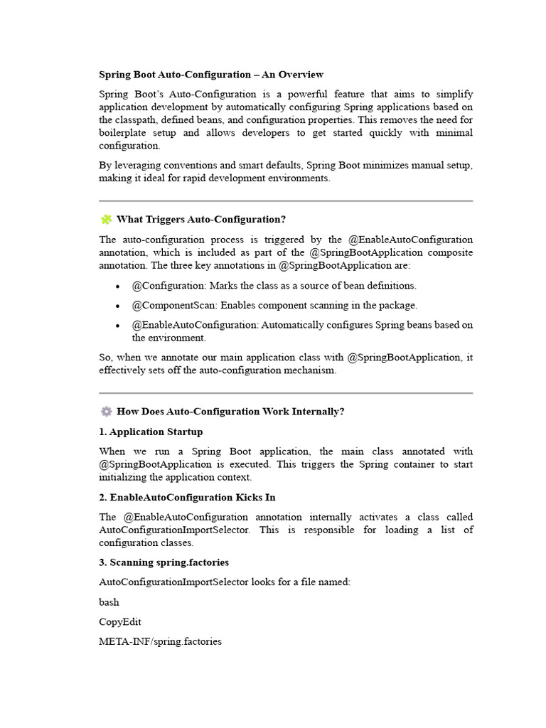 Autoconfiguration and Its Process | PDF | Spring Framework | Software ...