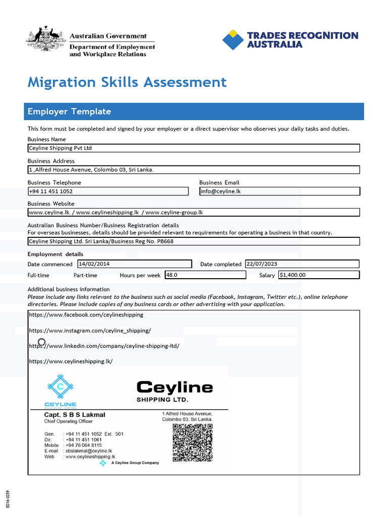 MSA Employer Template for Ceyline Shipping | PDF | Engines | Mechanical ...