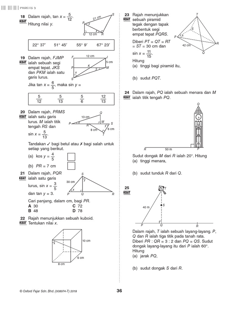 Latihan Matematik Tingkatan 3 Bab 5 | PDF