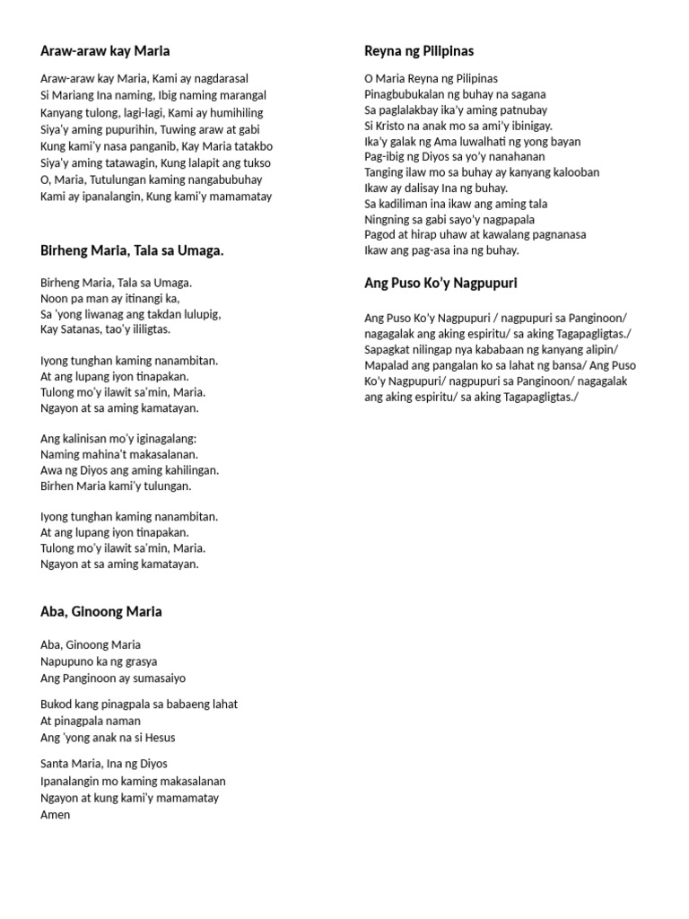 Awit Kay Maria | PDF