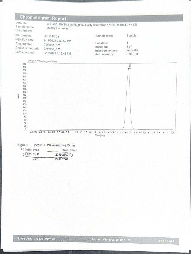Project D Chromatogram Reports | PDF