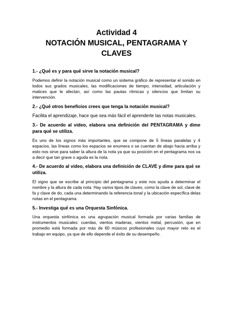 Notación Musical, Pentagrama y Claves | PDF | Clave | Orquestas