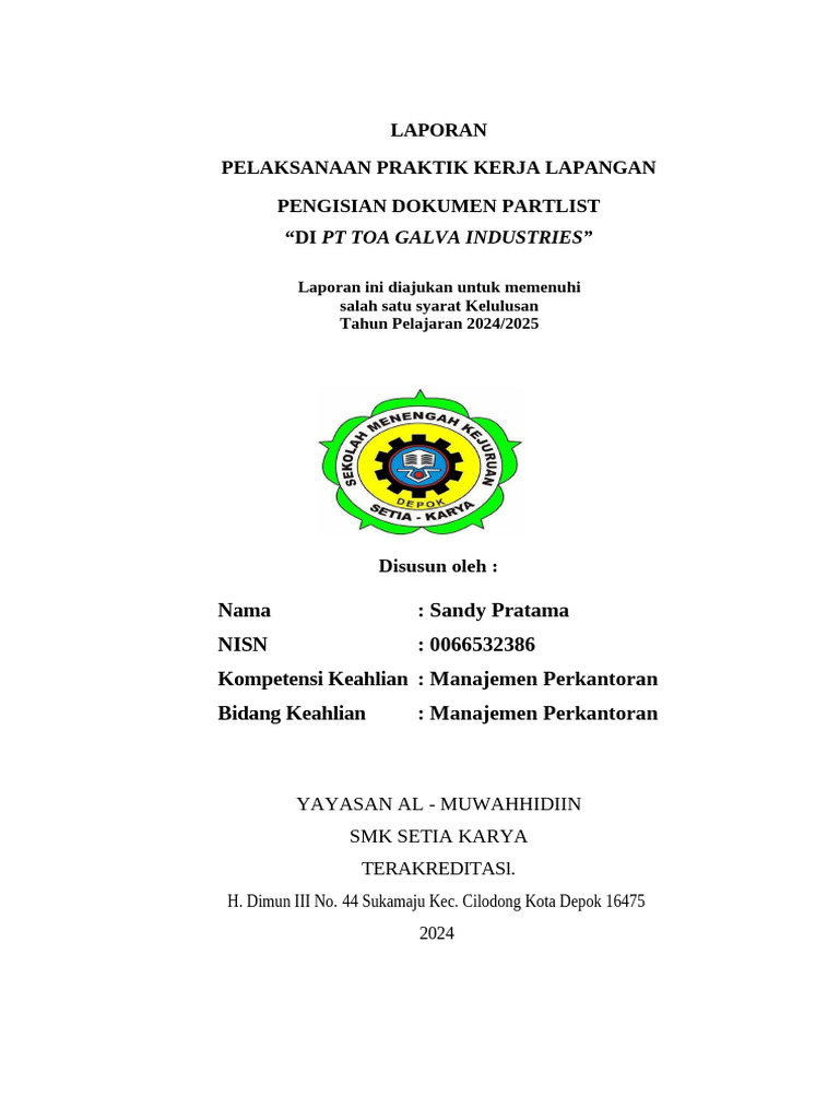 Laporan PKL di PT Toa Galva Industries | PDF