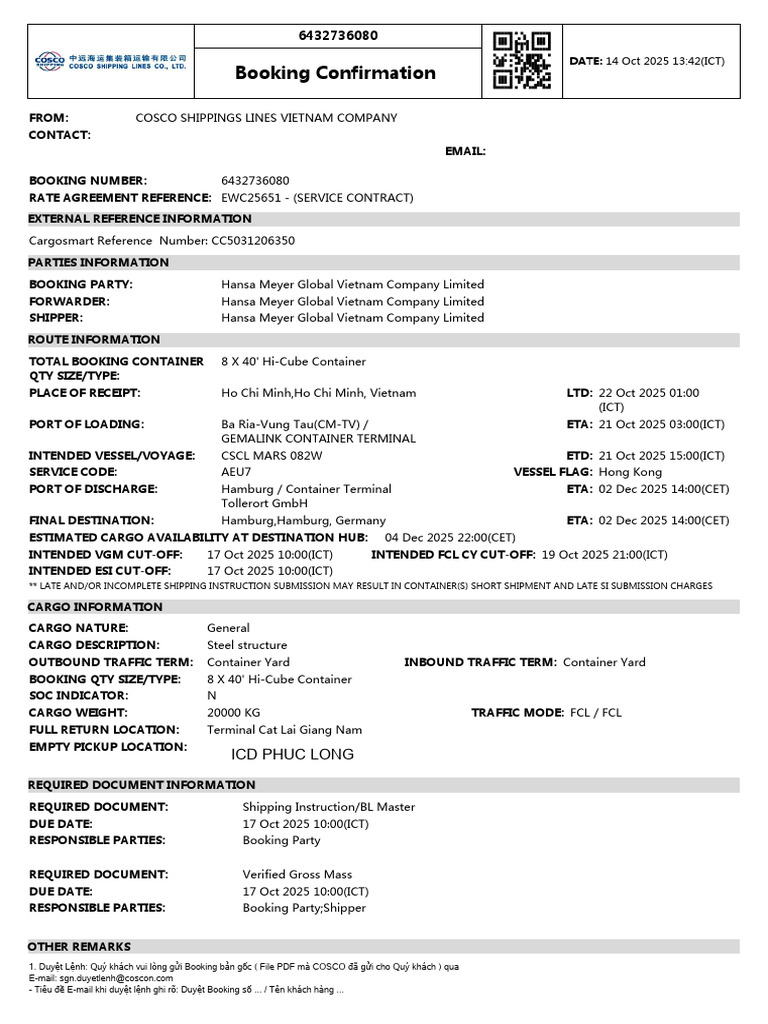 Booking Confirmation - 6432736080 | PDF
