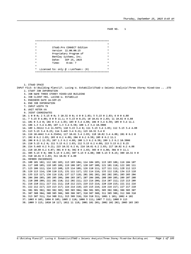 Staad Output | PDF | Applied Mathematics | Applied And Interdisciplinary Physics