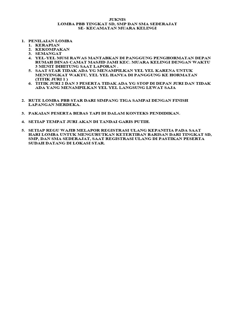 Juknis Lomba PBB 2025 | PDF