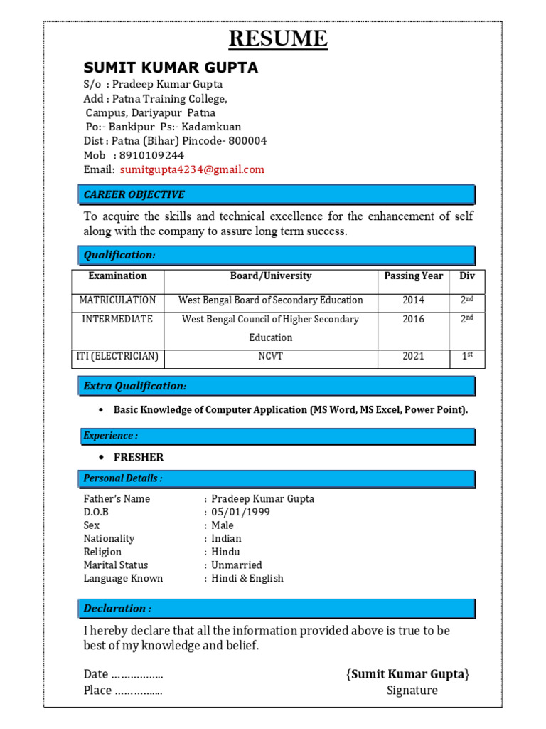 Sumit KR Gupta Resume | PDF