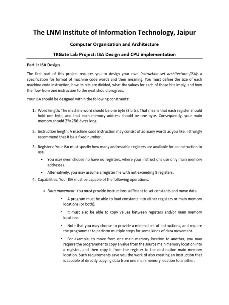 Lab Project ISA CPU Design | PDF | Central Processing Unit | Computer Data Storage