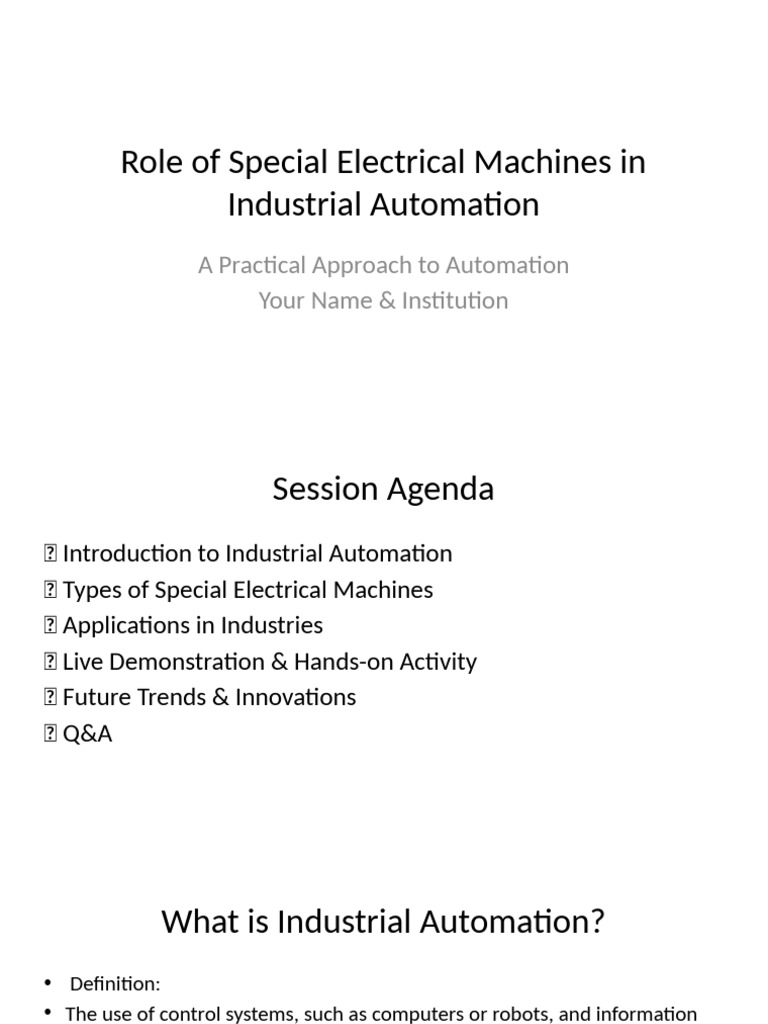 Special Electrical Machines in Automation | PDF