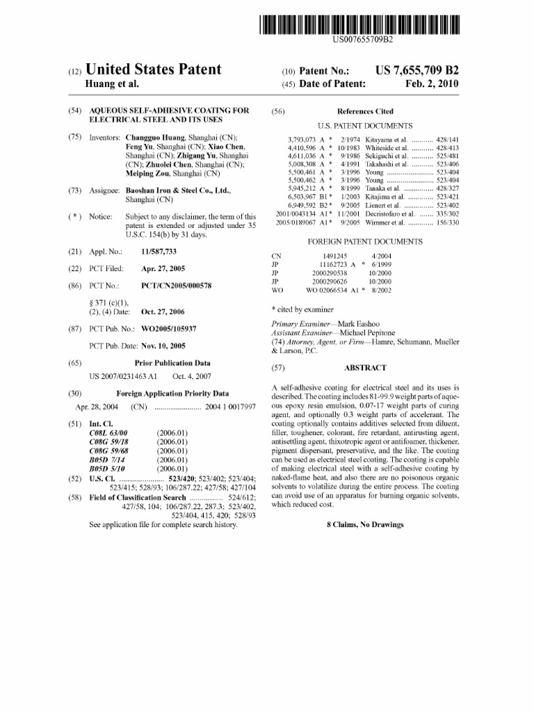 Aqueous Self-Adhesive Coating For Electrical Steel and Its Uses | PDF ...