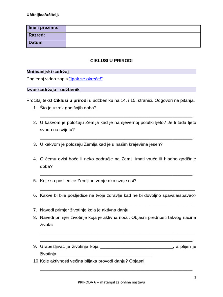 Ciklusi U Prirodi | PDF