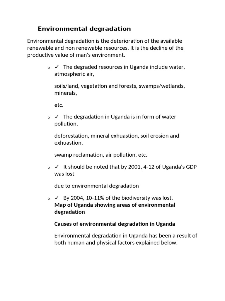 Uganda's Environmental Degradation Issues | PDF | Environmental ...