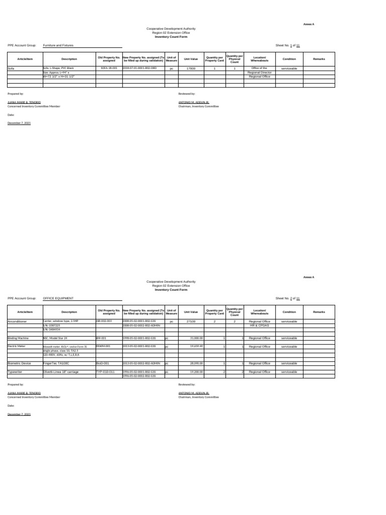 Inventory Count Form 2022 | PDF | Personal Computers | Desktop Computer