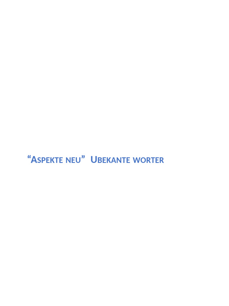 Aspekte Neu Unbekante Worter | PDF