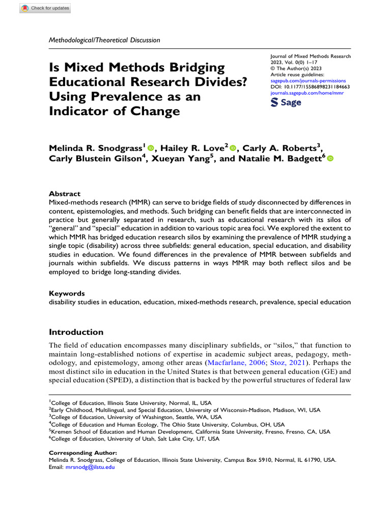 Bridging Education Silos with Mixed Methods | PDF | Methodology ...