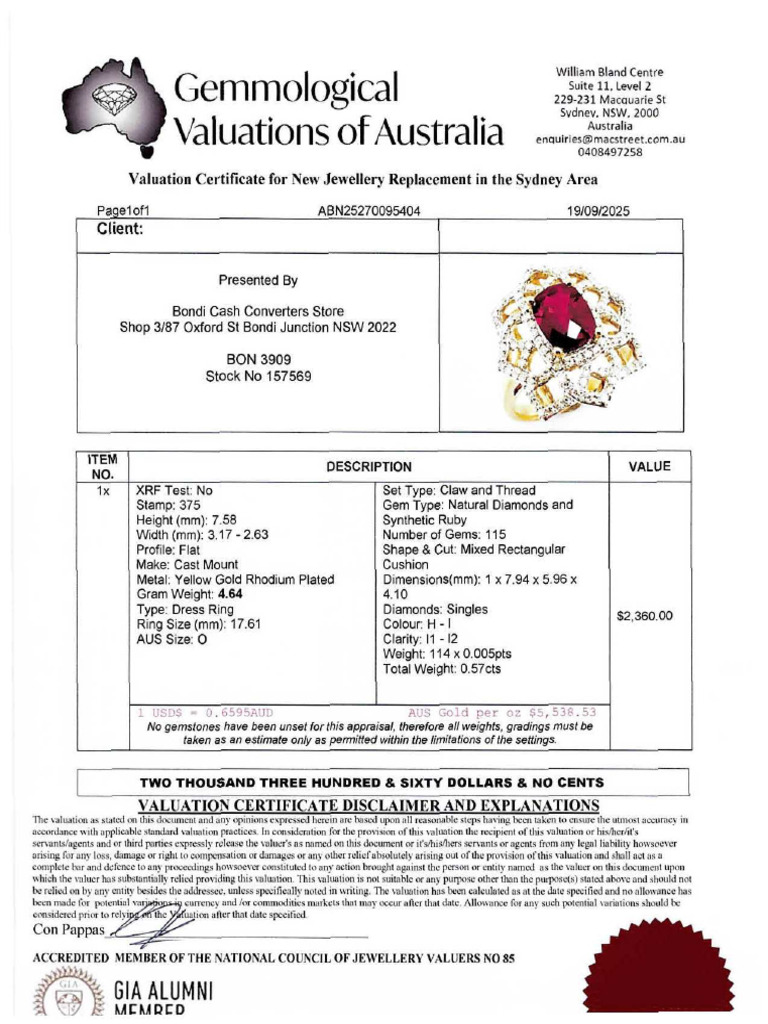 Jewellery Valuation 1000110654 | PDF | Real Estate Appraisal | Gemstone