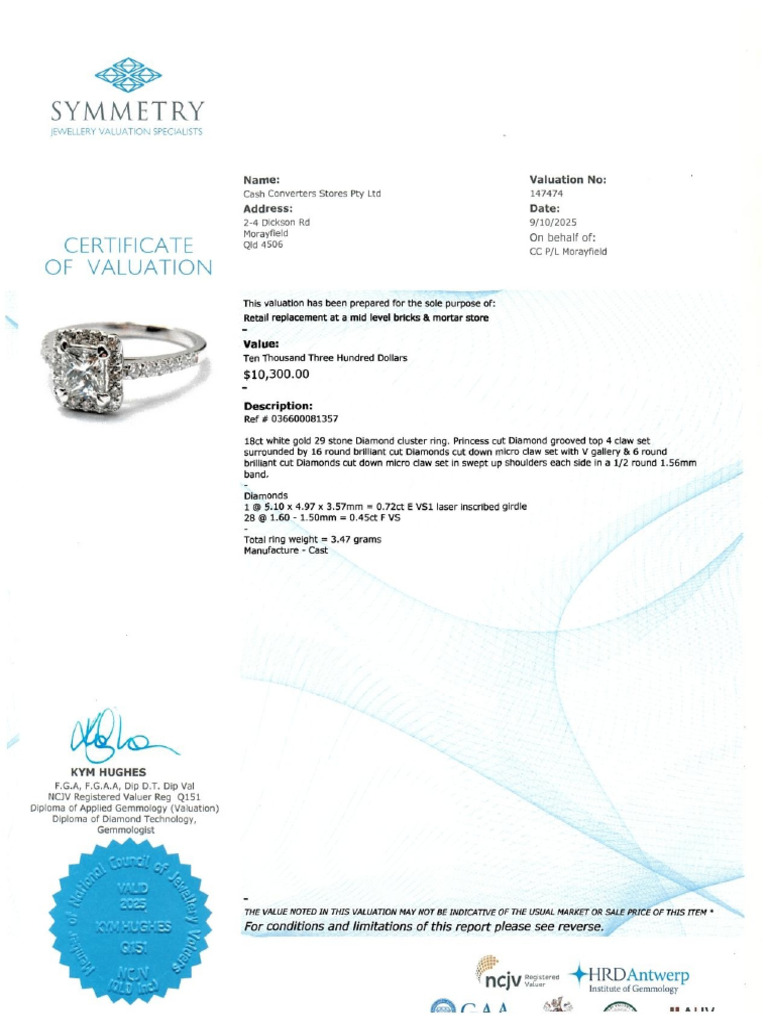 Jewellery Valuation 1000110723 | PDF | Jewellery Components | Jewellery