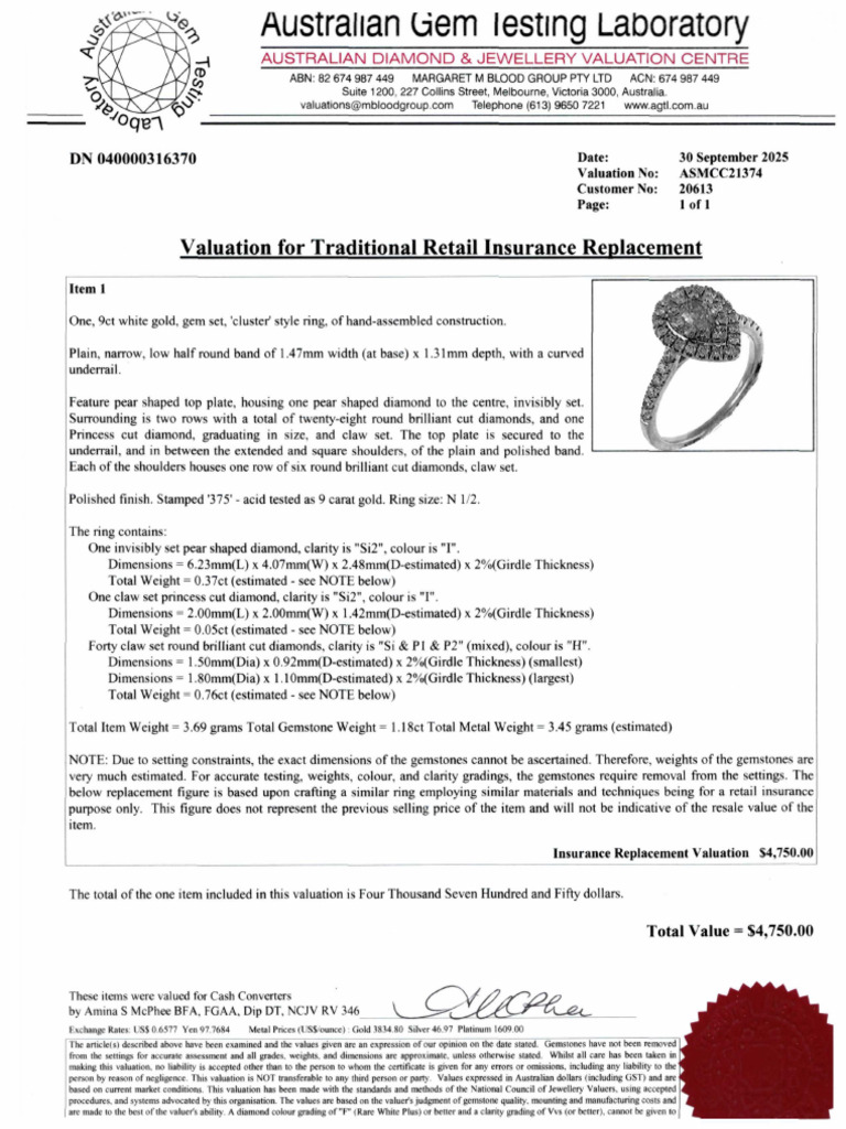 Australian Diamond Ring Valuation Report | PDF | Real Estate Appraisal ...
