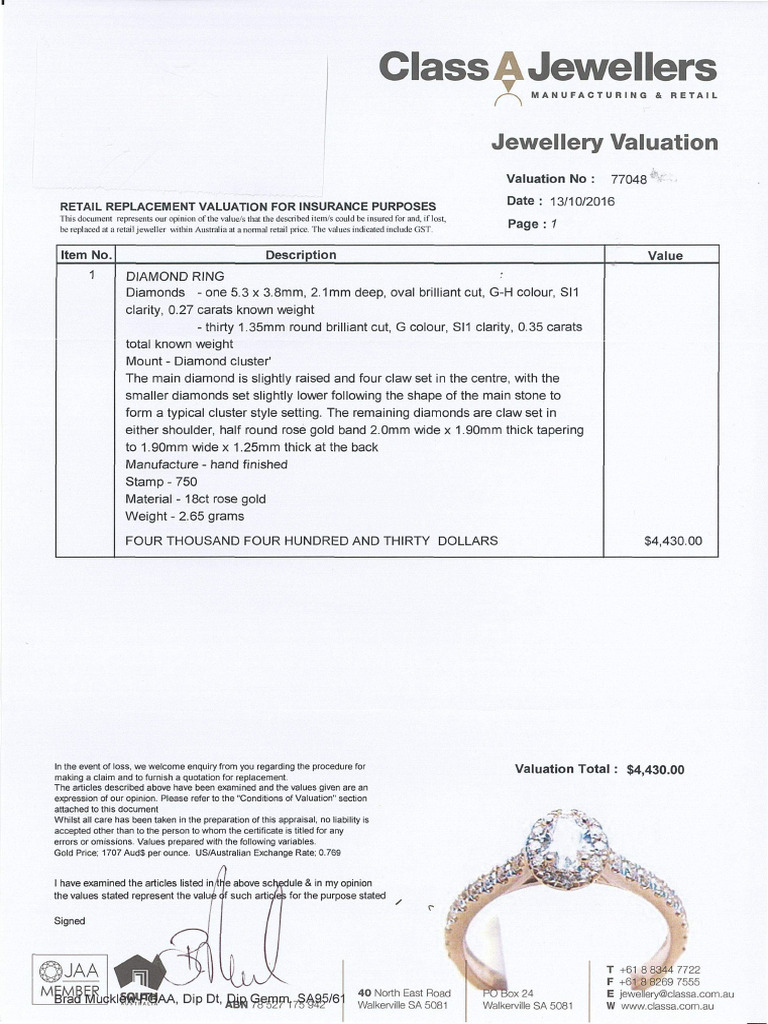 Jewellery Valuation 1000110737 | PDF | Diamond | Jewellery