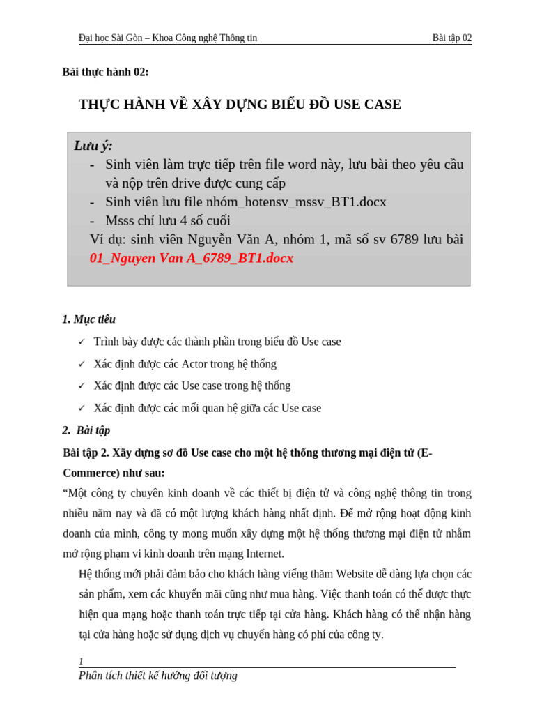 PTTK HDT - BT - 02. Use Case | PDF