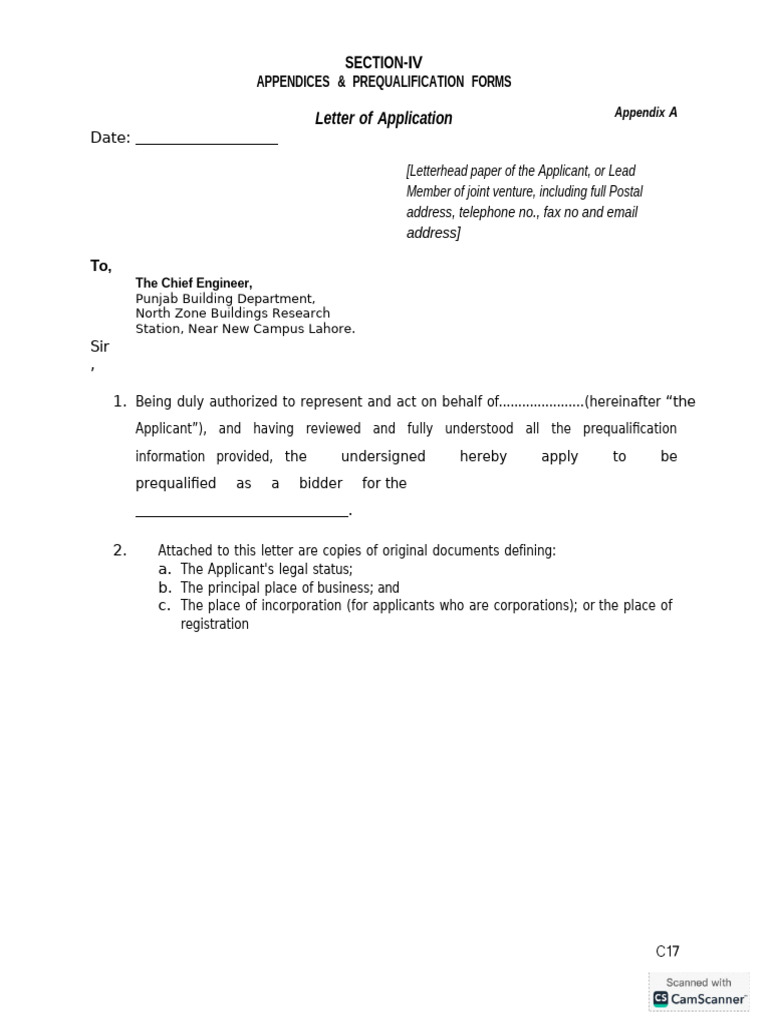 Prequalification Application Letter Template | PDF | Joint Venture ...