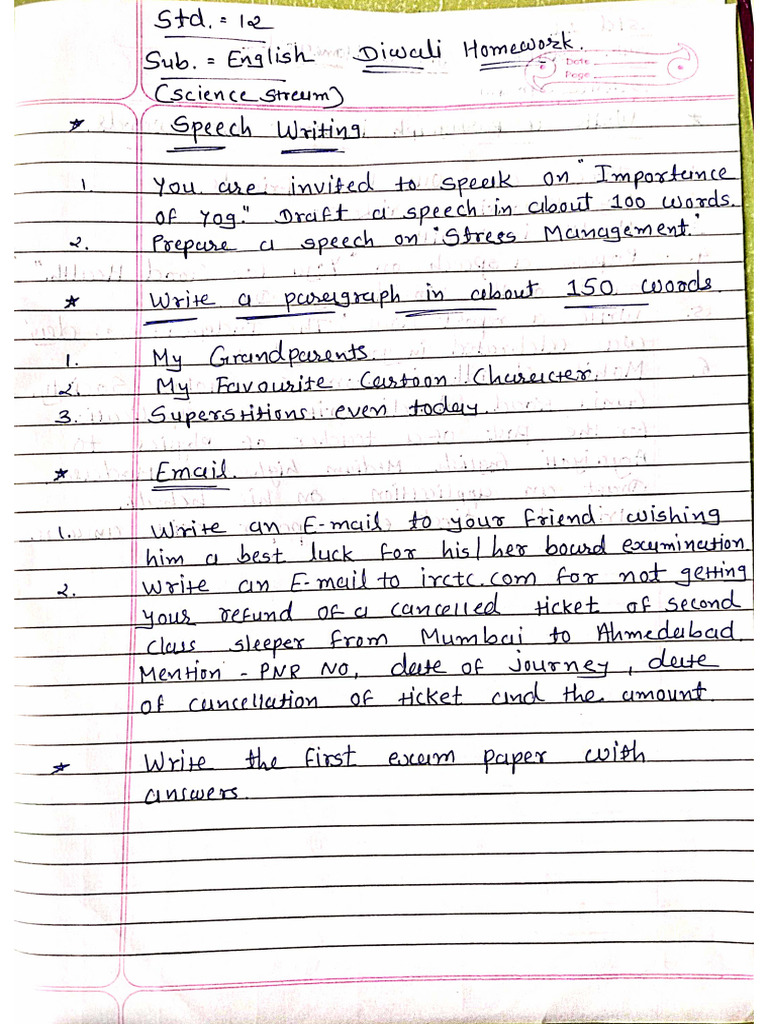 Diwali Homework | PDF