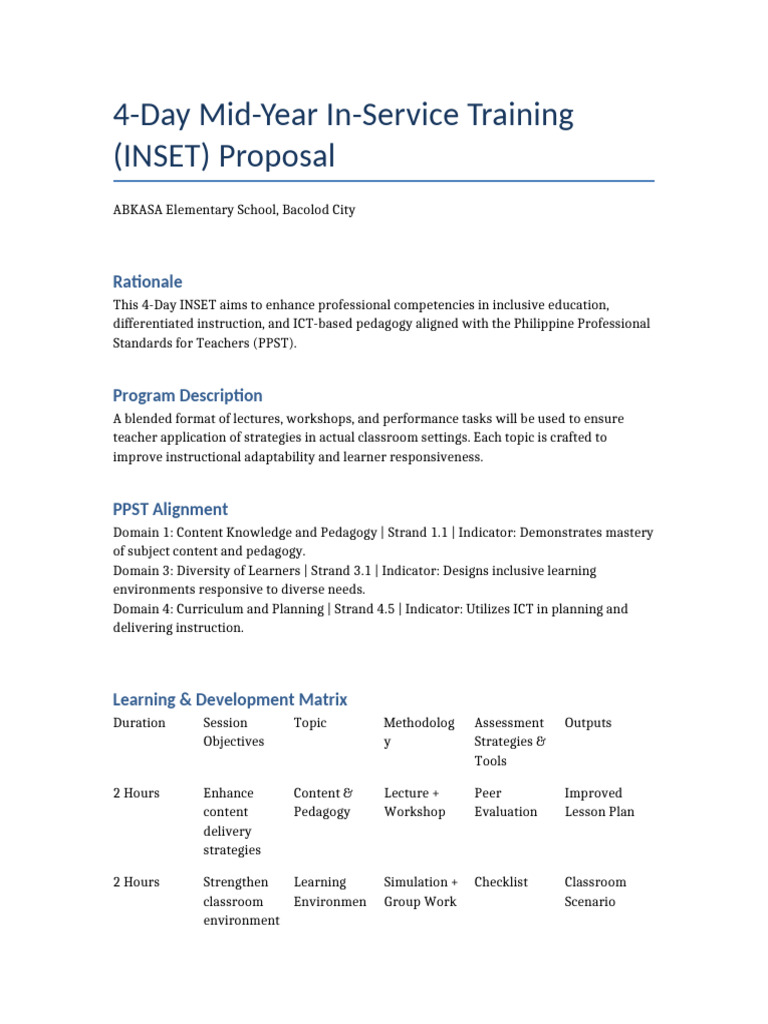 Inset Proposal Abkasa Final | PDF | Learning | Human Communication