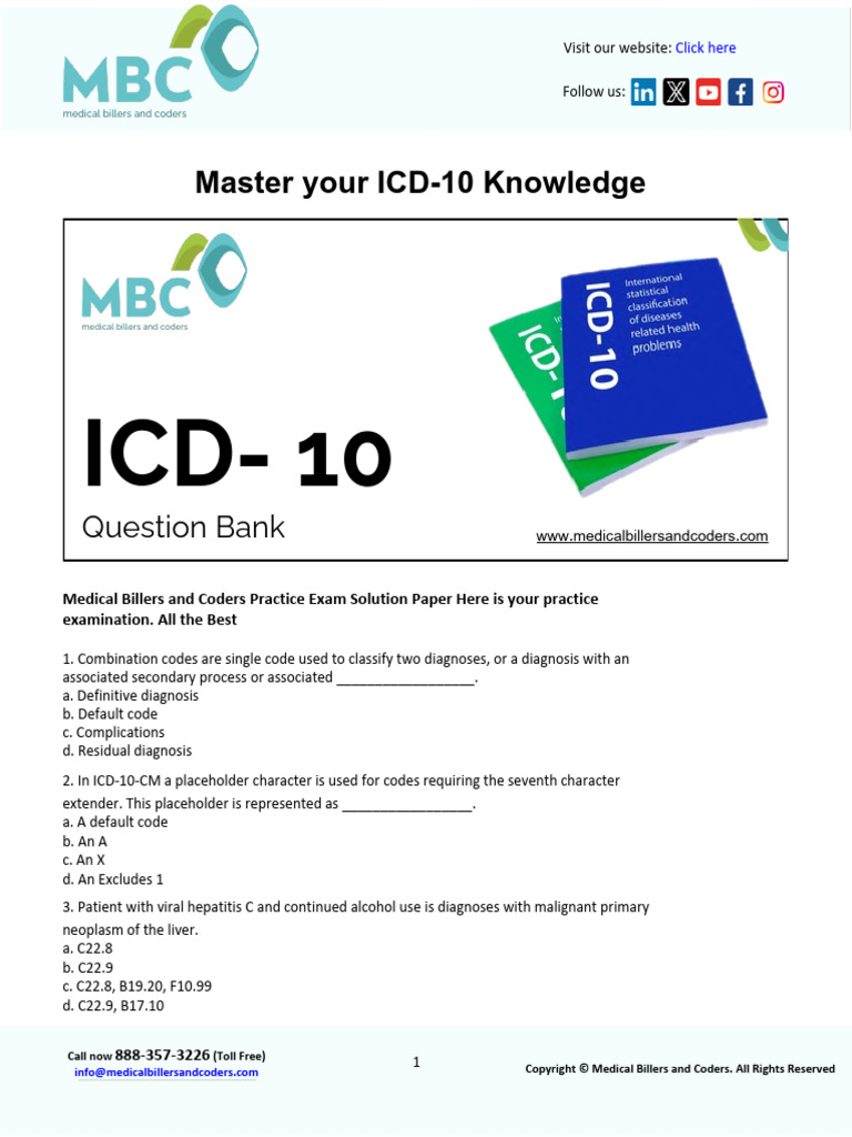 ICD-10-CM Practice Exam Guide | PDF | Medical Specialties | Diseases ...