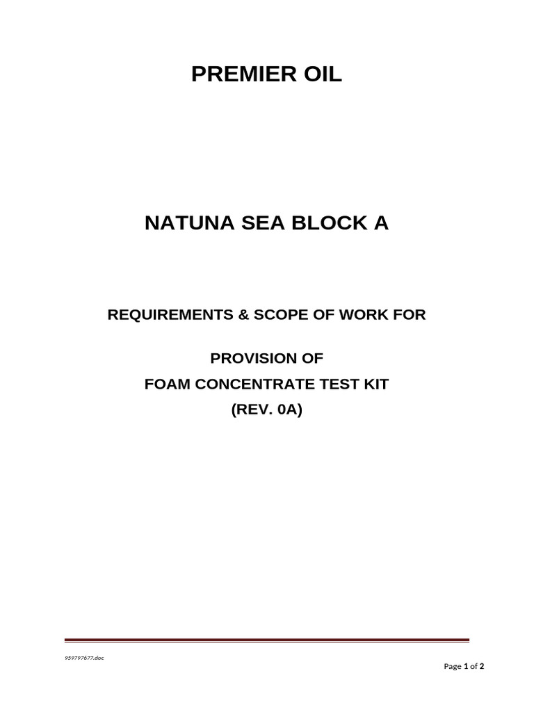 Foam Test Kit - Bid SOW (Rev.0A) | PDF