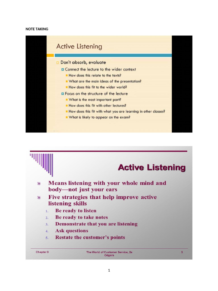 Listening and Note Taking | PDF