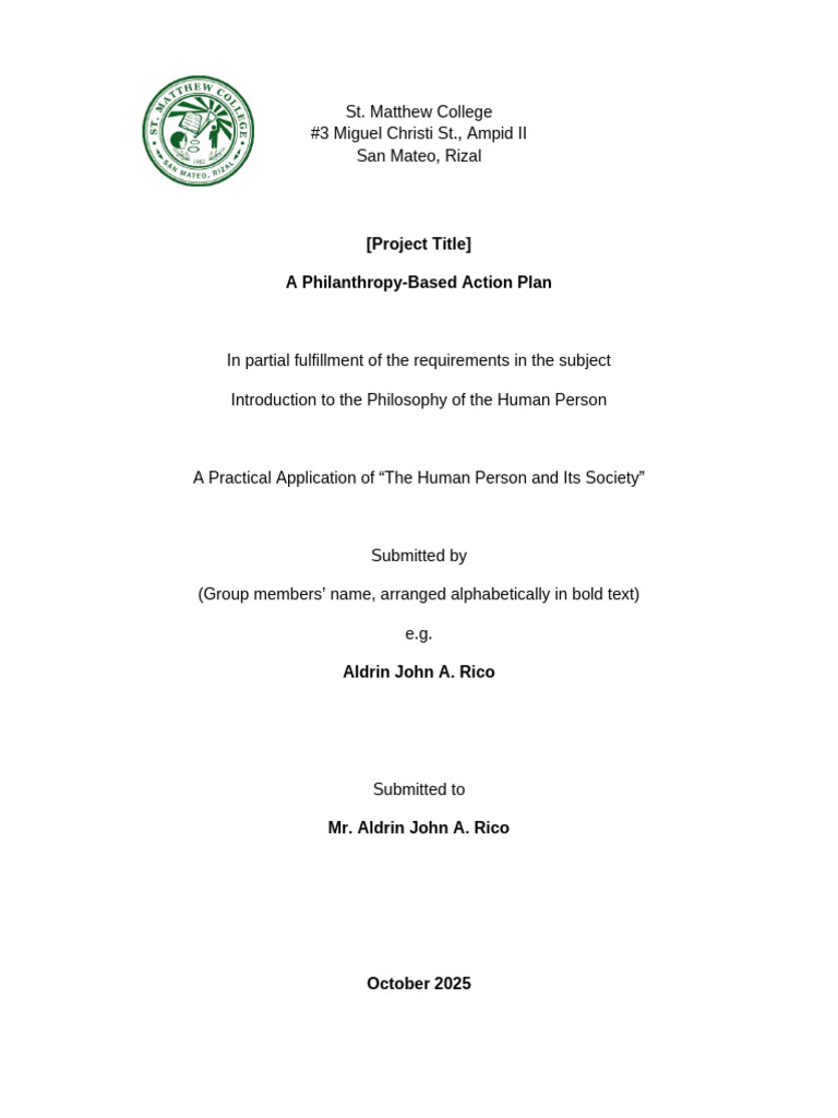 (Template) Major PT in Philo - Philanthropy-Based Action Plan | PDF ...