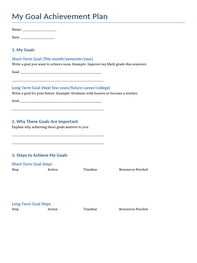 My Goal Achievement Plan-1 | PDF