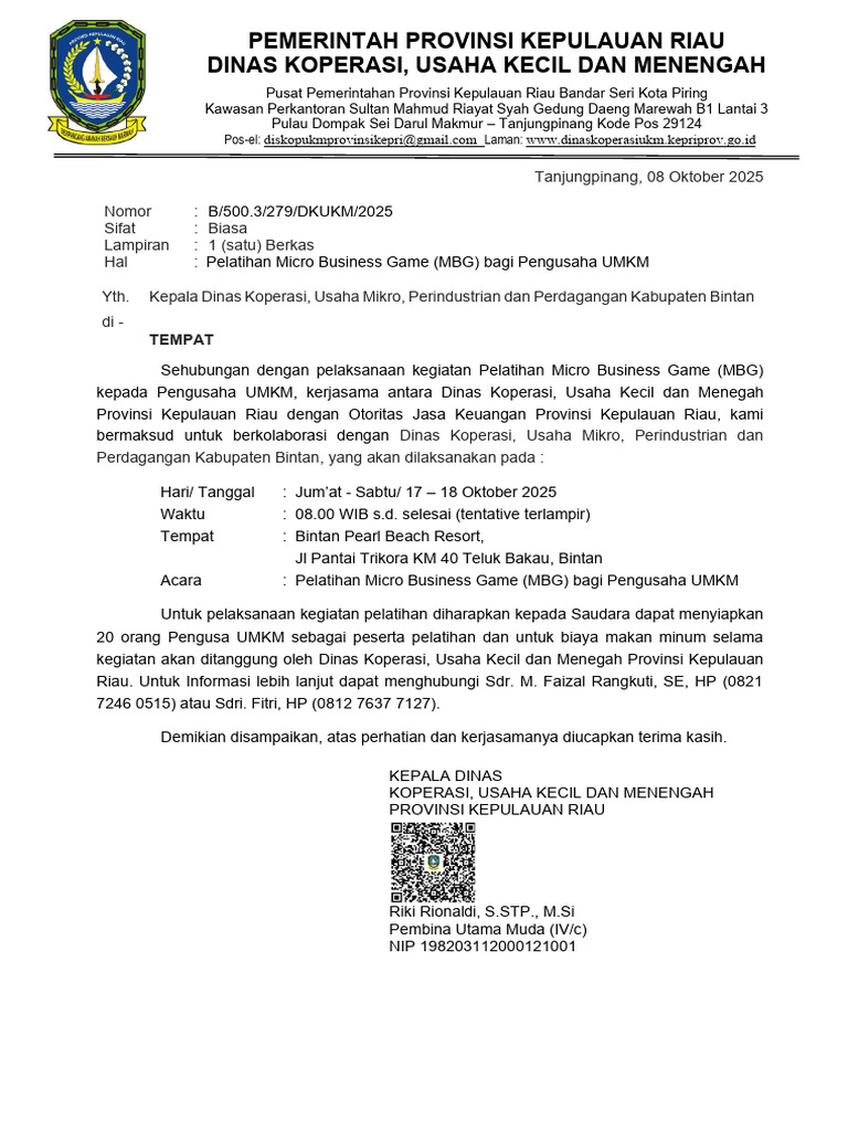 Pelatihan Micro Business Game UMKM Bintan | PDF