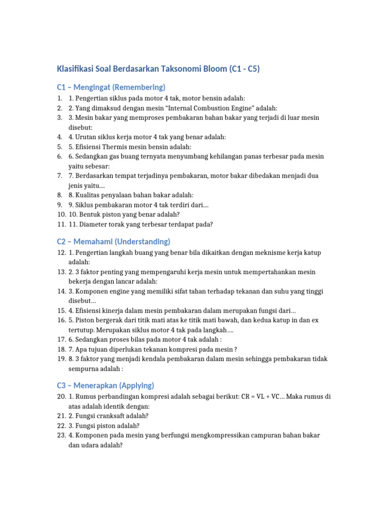 Soal Taksonomi Bloom C1-C5 | PDF
