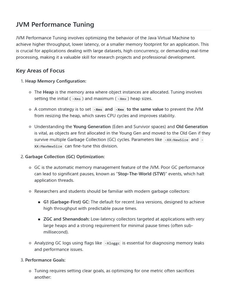JVM Performance Tuning | PDF | Thread (Computing) | Java Virtual Machine