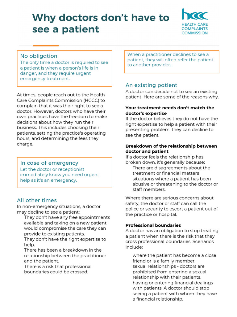 Why Doctors Dont Have To See A Patient | PDF | Patient | Emergency