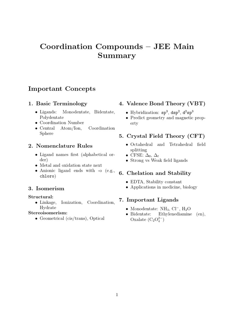 Coordinate Compounds | PDF