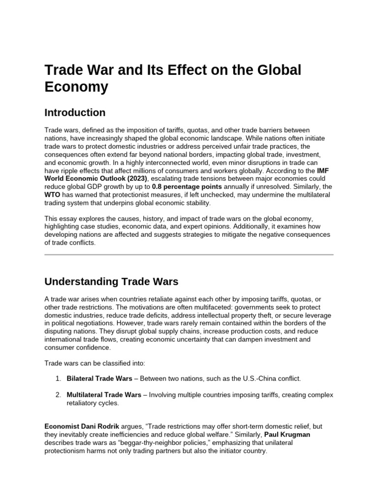 Trade War and Its Effect On The Global Economy | PDF | World Trade ...