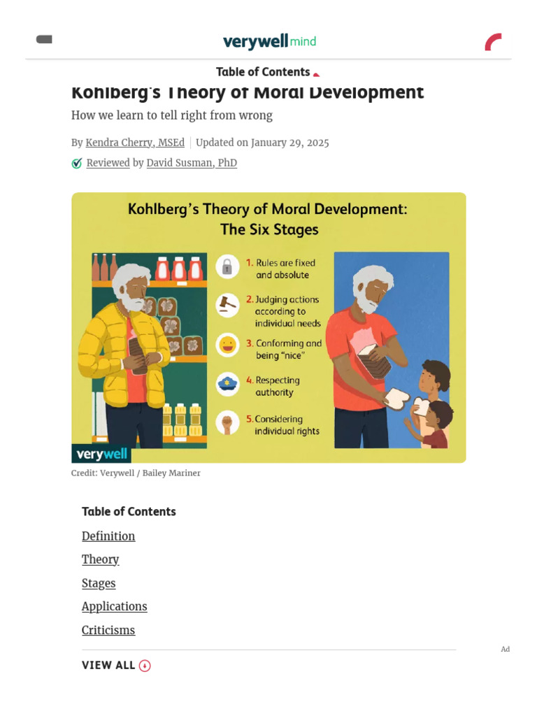Kohlberg's Theory of Moral Development | PDF | Morality | Social Psychology