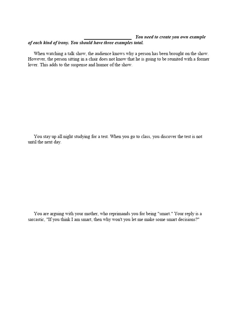 Irony Worksheet | PDF