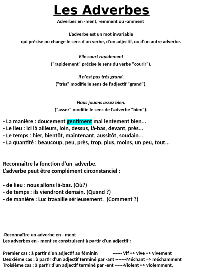 Les Adverbes | PDF