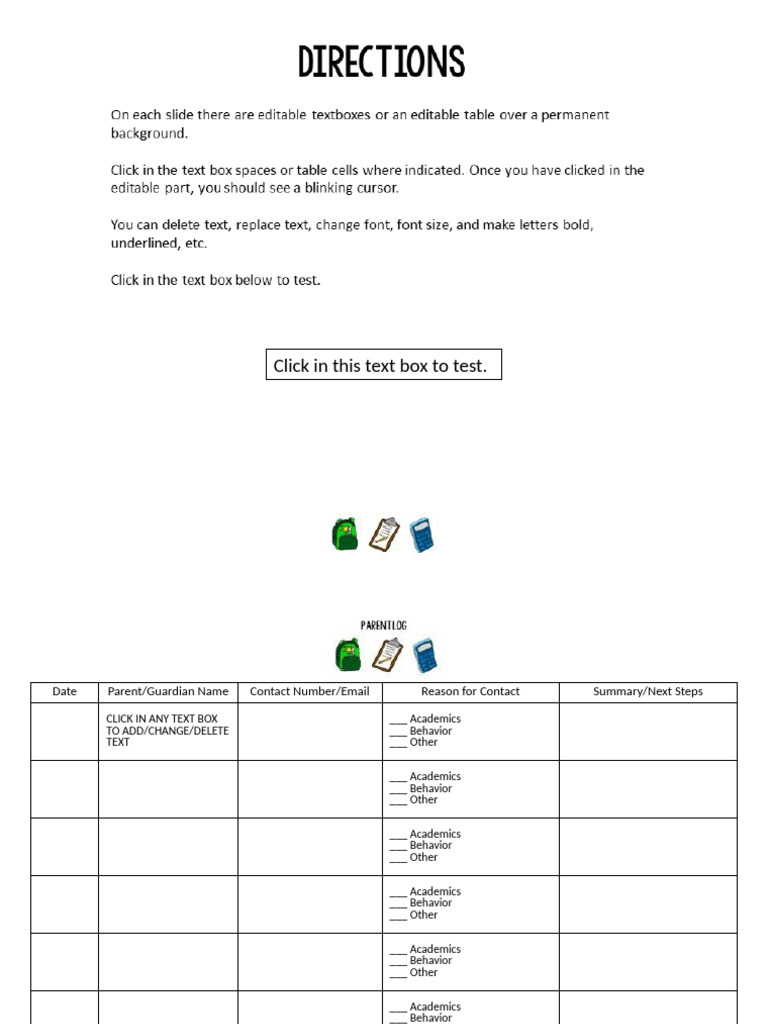 Editable Teacher Binder Record Sheets Landscape | PDF