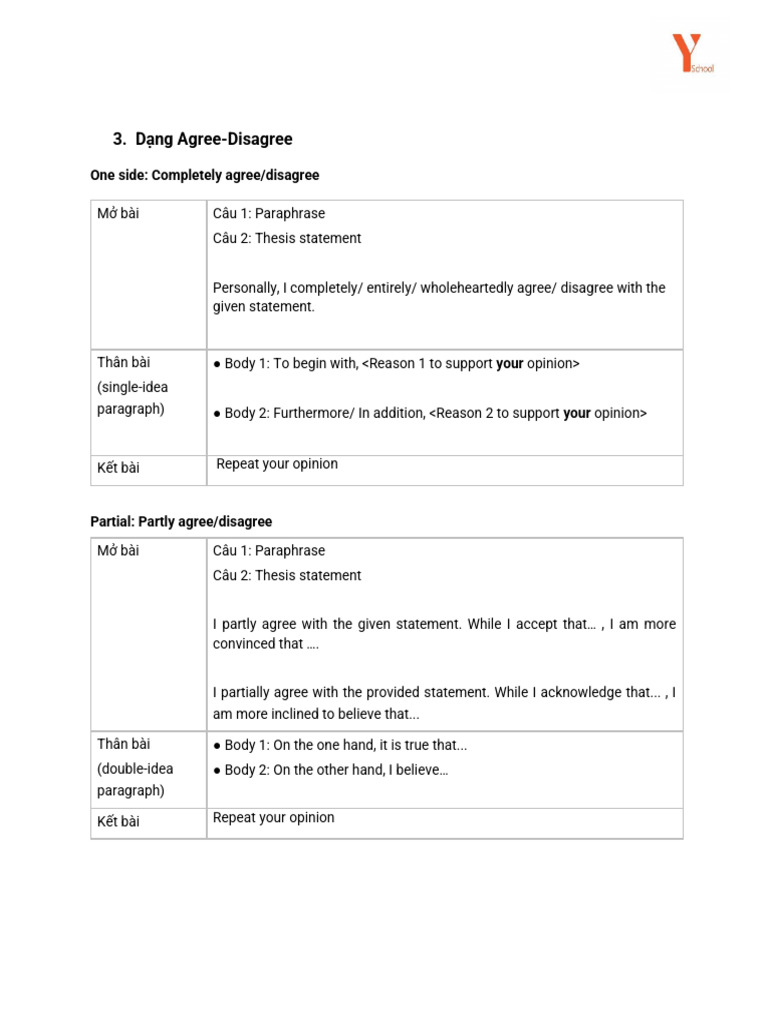 Agree-Disagree Essay Structure Guide | PDF | Communication | Adjective