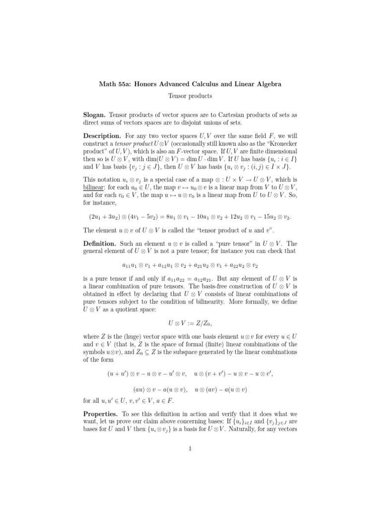 Tensor | PDF | Algebra | Mathematical Analysis