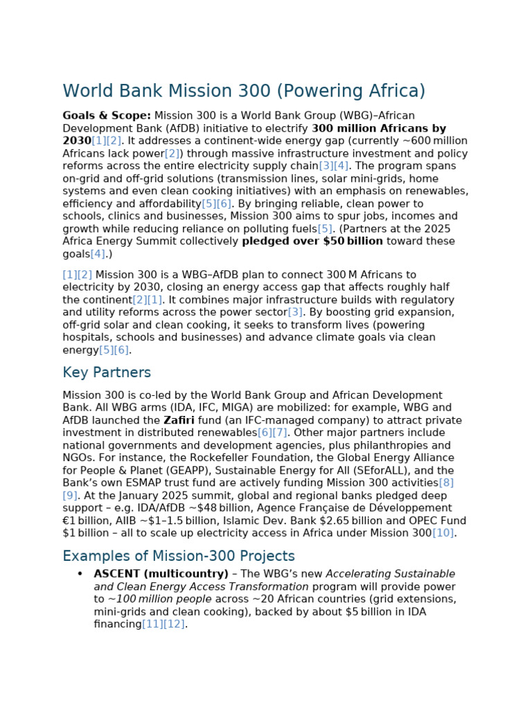 World Bank Mission 300 (Powering Africa) | PDF | World Bank Group ...