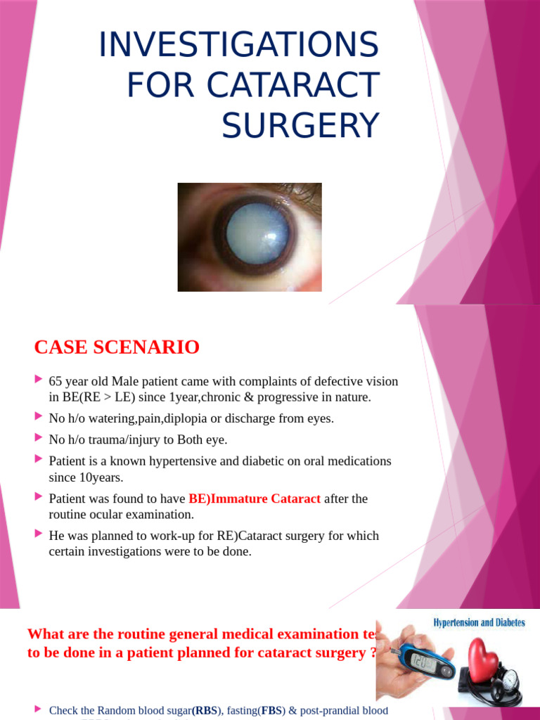 Preoperative Investigations for Cataract | PDF | Cataract | Ophthalmology